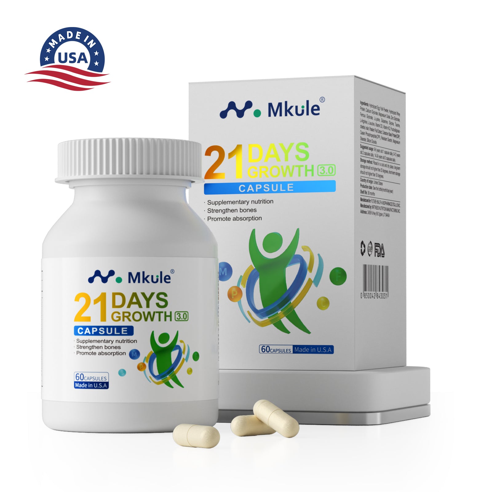 MKULE® 21 Days Growth Capsule | Height & Bone Supplement for Kids ...
